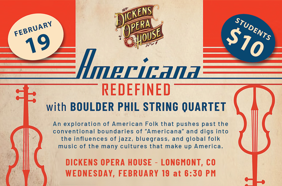 February 19 – AMERICANA at Dickens Opera House - Boulder Philharmonic